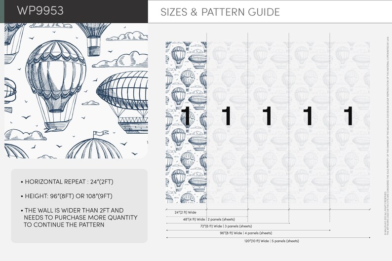 Hot Air Balloons Removable Wallpaper: Kids Room Fabric Wall Decor - Etsy