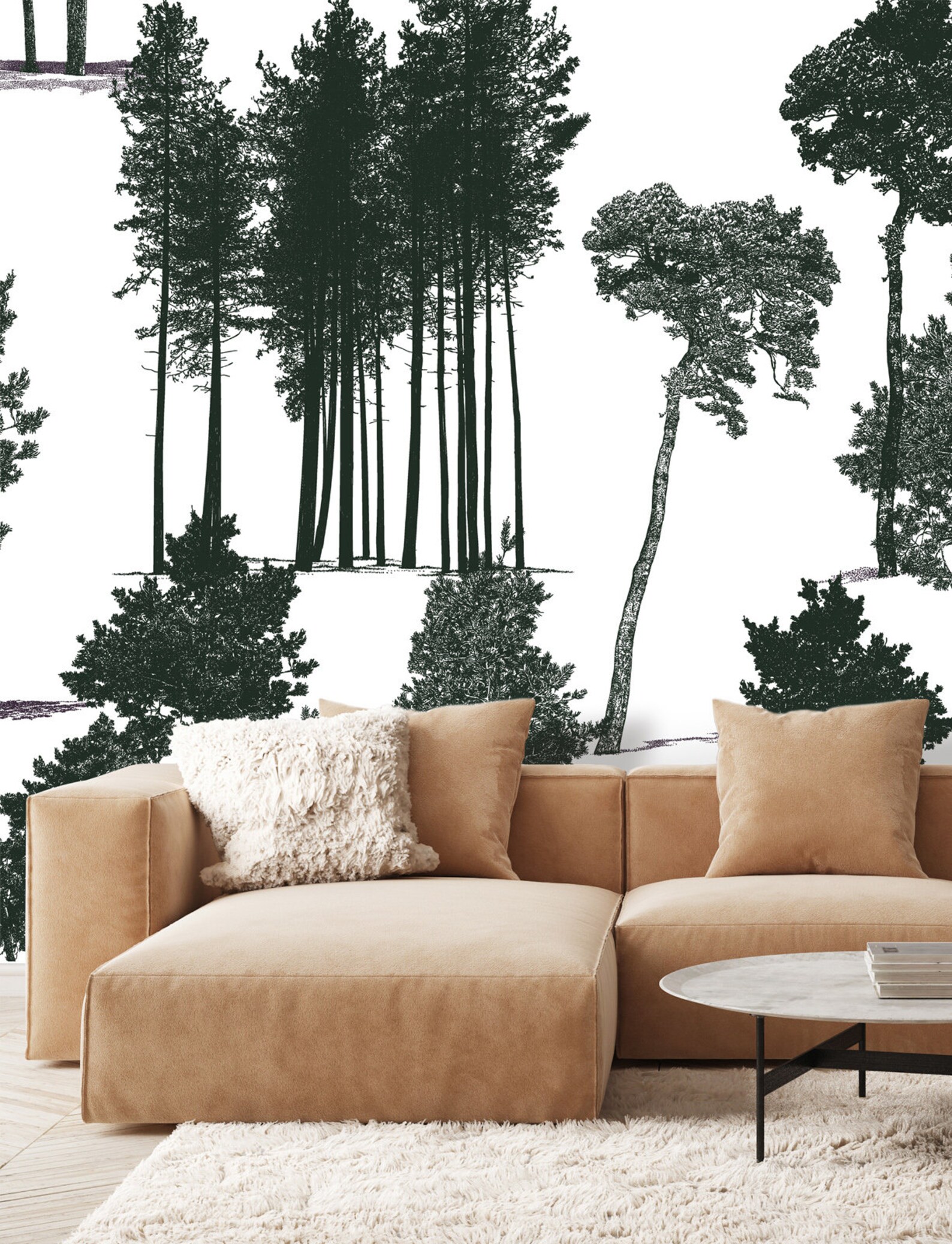 Artistic Pine Tree Removable Wallpaper Floral Peel & Stick - Etsy