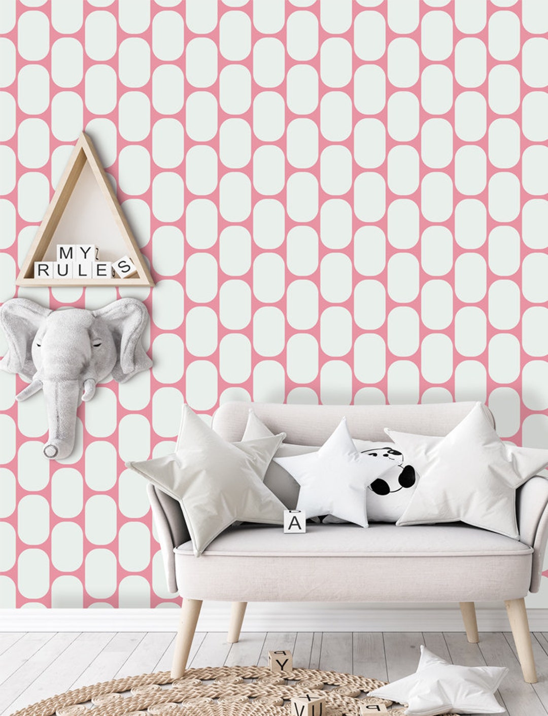 Cute Oblong Shape Peel & Stick Wallpaper Geometric Pattern Wall Decor ...