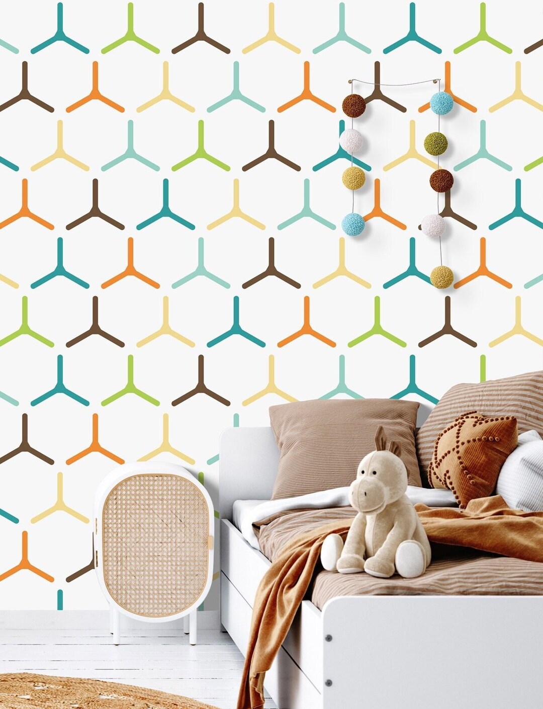Colored Polygon Removable Wallpaper Geometric Peel & Stick Fabric ...