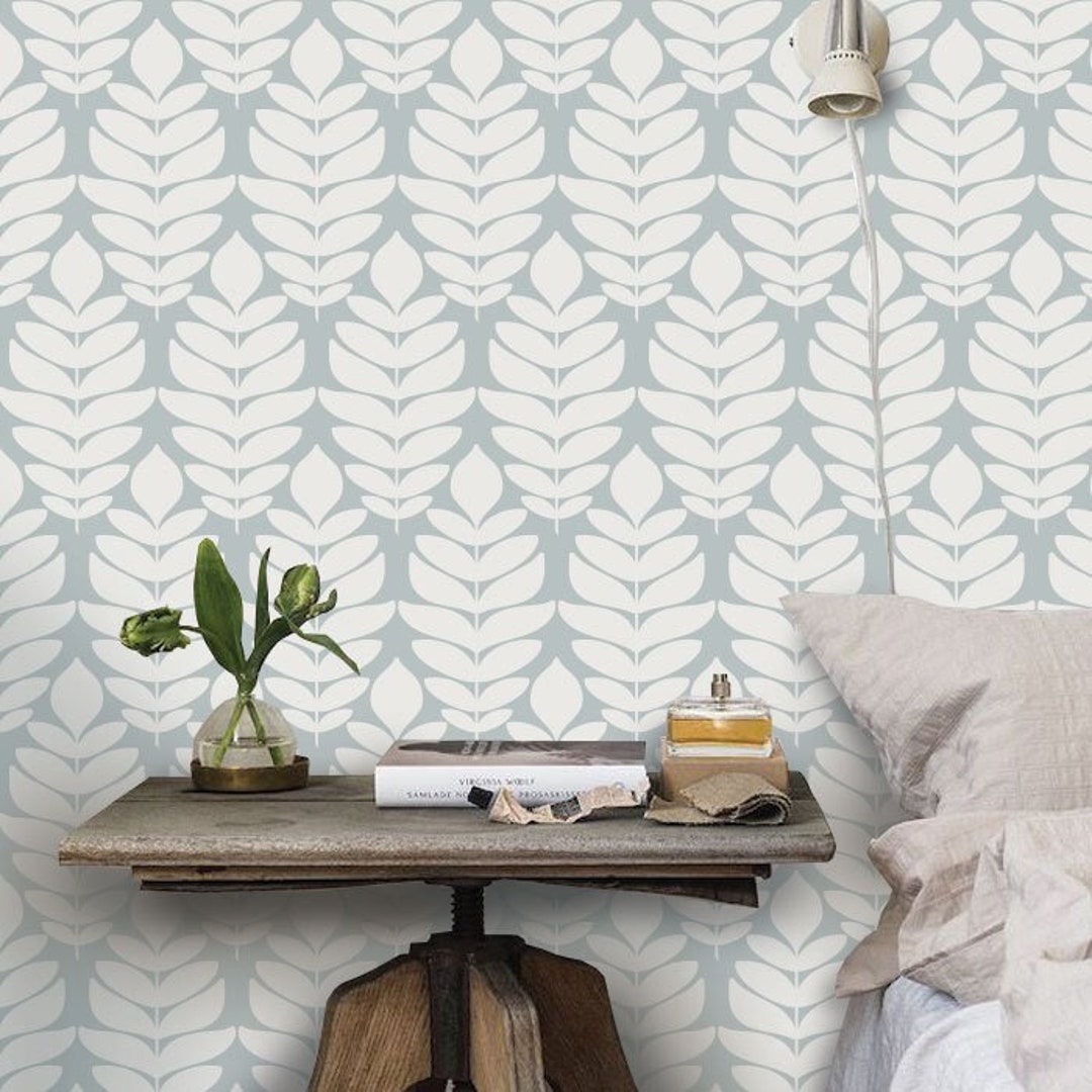 Modern Leaves Wallpaper - Etsy