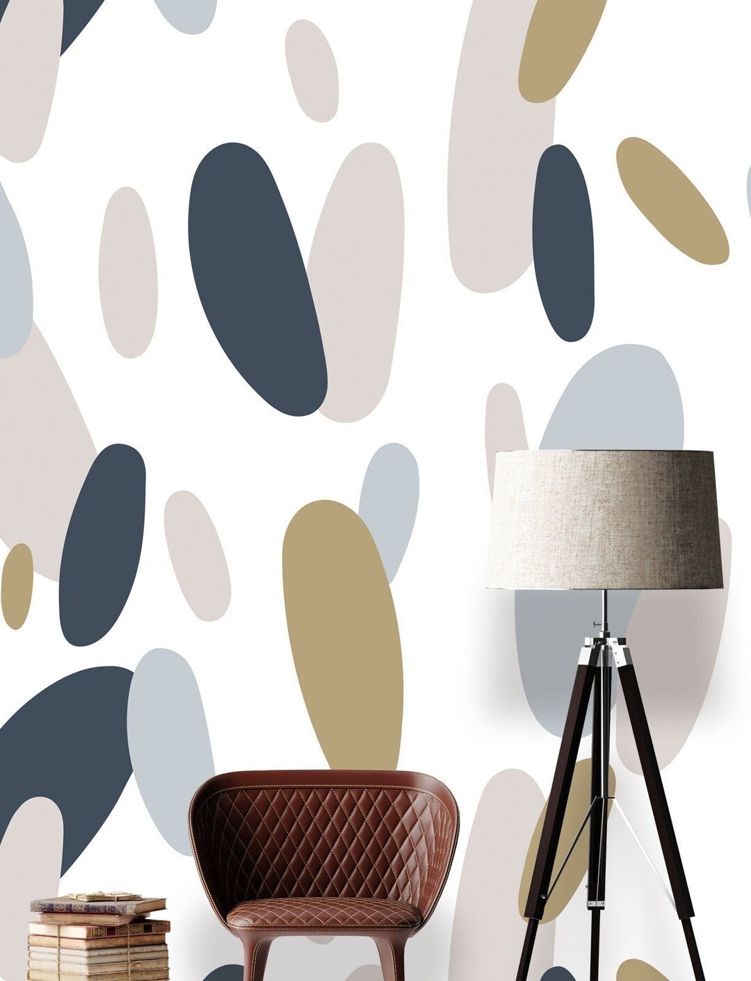 Modern Ellipses Wallpaper Colored Peel & Stick Fabric Wallpaper ...