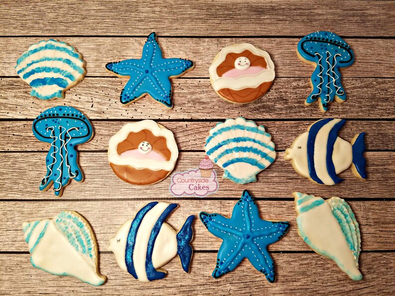 Beach Seashell Jellyfish Clam Fish Decorated Sugar Cookies - Etsy