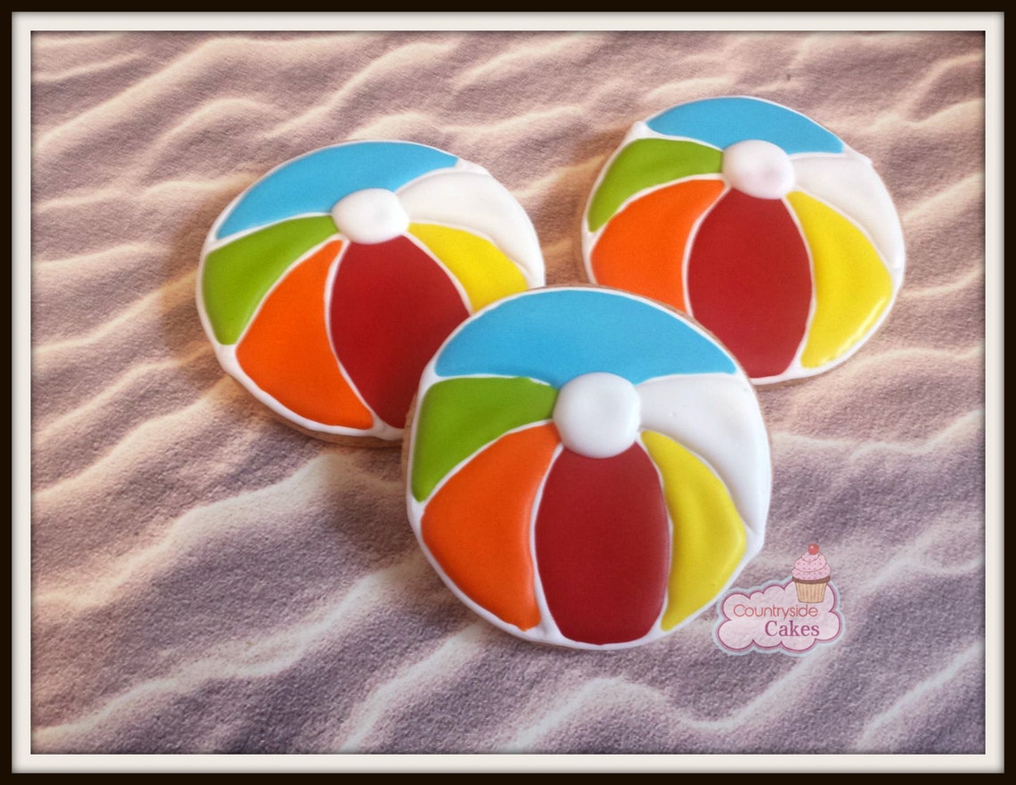 Beach Ball Decorated Sugar Cookies 1 Dozen - Etsy