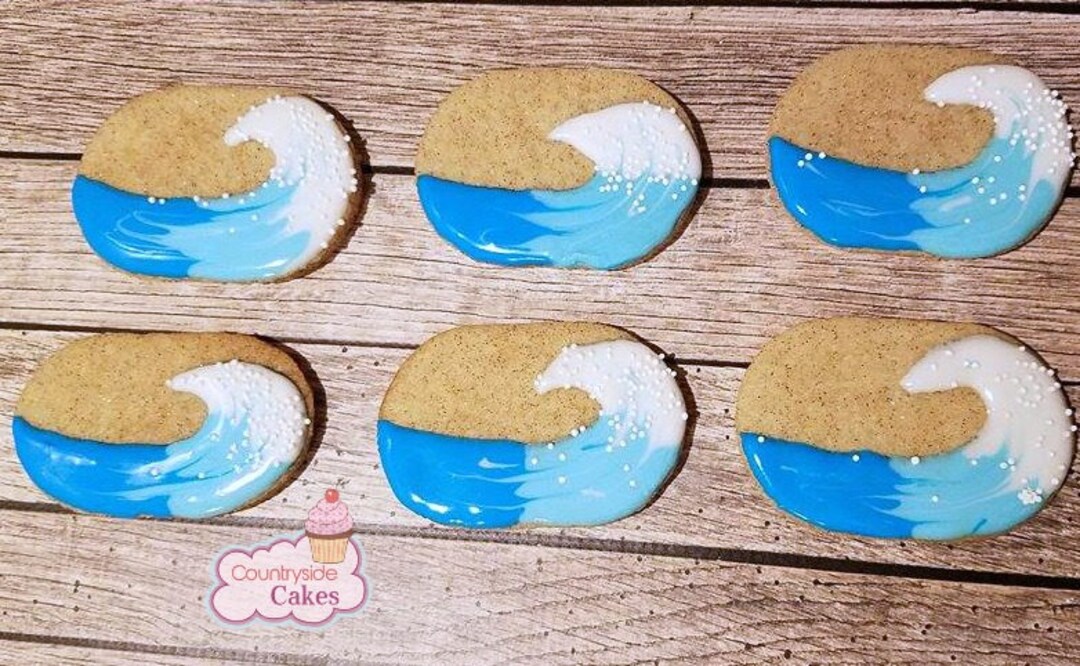 Wave Ocean Decorated Sugar Cookies -1 Dozen - Etsy