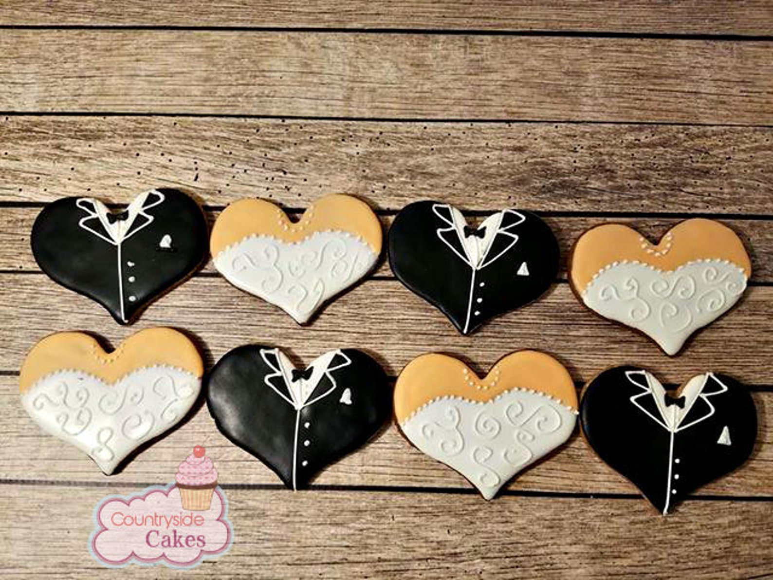 Wedding Bride and Groom Heart Decorated Sugar Cookies 3 - Etsy