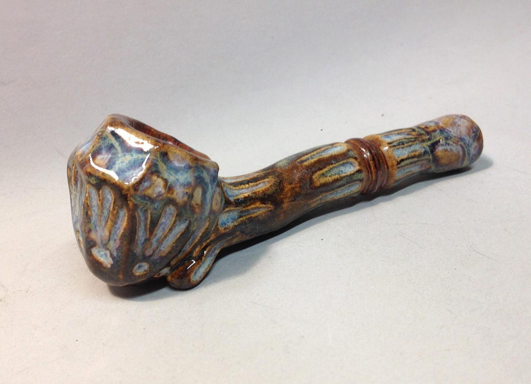 Carved and Incised Glazed Smoking Pipe - Handmade Studio Pottery - Etsy