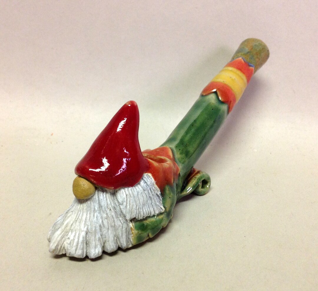 Garden Gnome Collectible Smoking Pipe Handmade Studio Pottery - Etsy