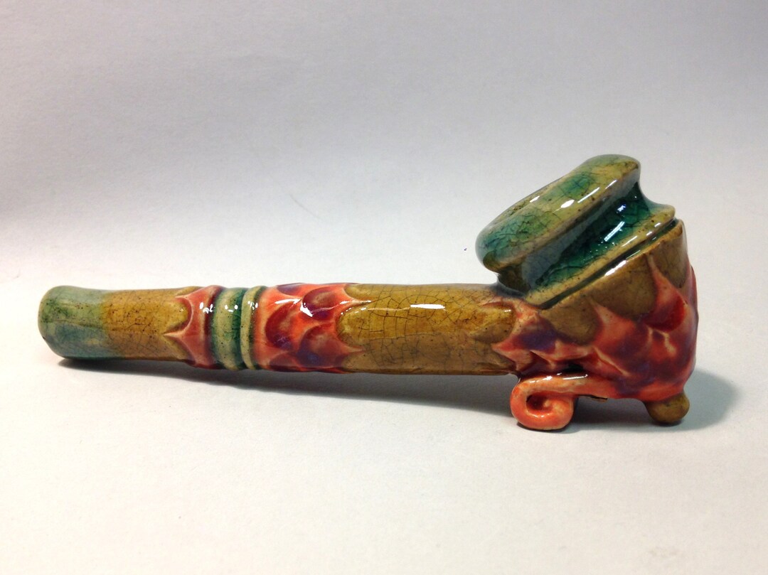 Scalloped Ceramic Pipe With Layered Glazes Handmade Studio Pottery - Etsy