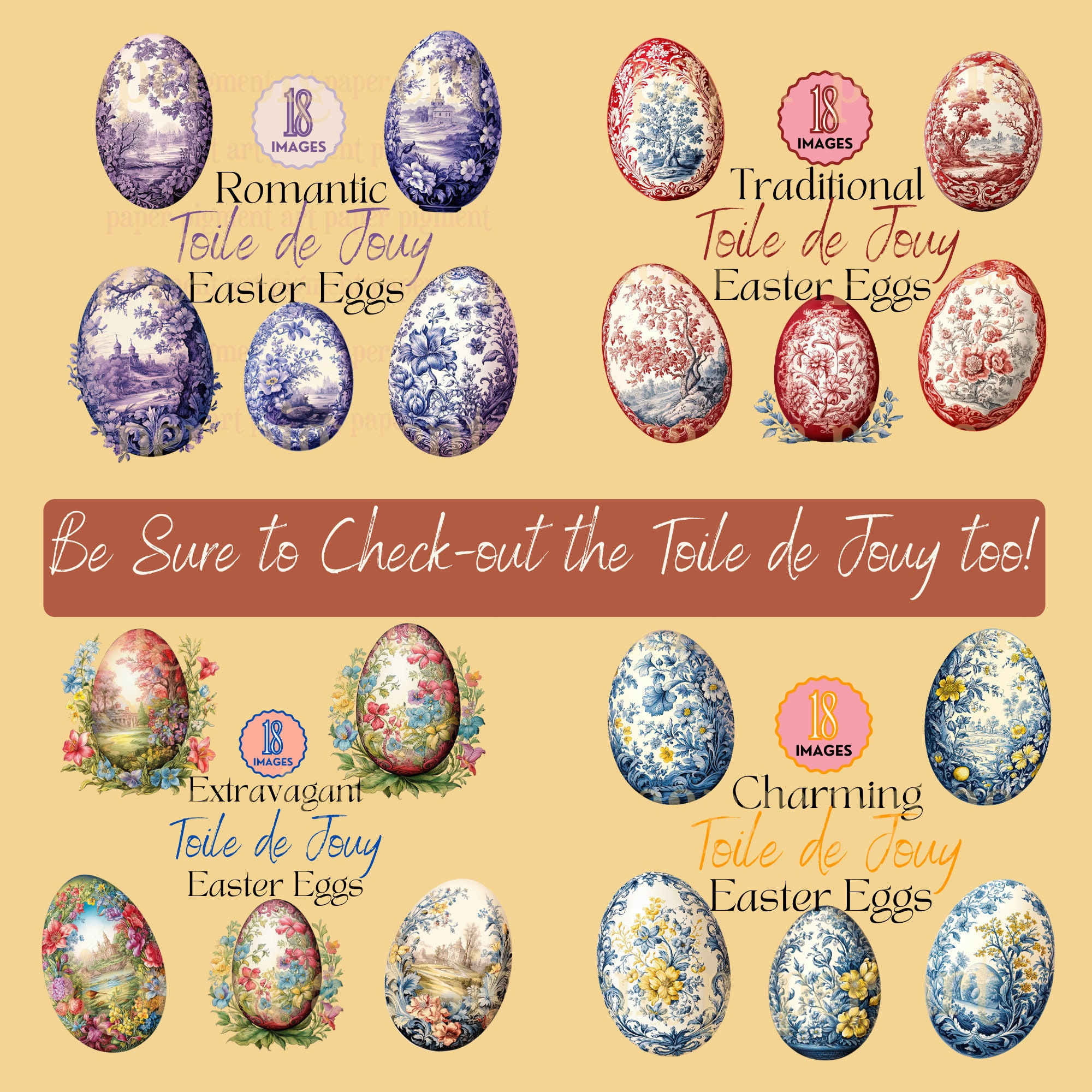 Elegant Easter Egg Clip Art. Indian Block Print Style Easter ...