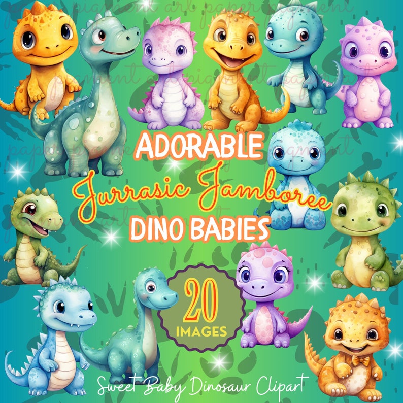 Jurassic Jamboree: Cute Baby Dinosaur Clipart. Dinosaur Clipart Bundle ...