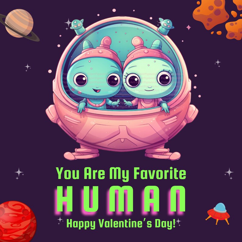 Valentines Clipart With Alien Clipart. Adorable Space Clipart ...