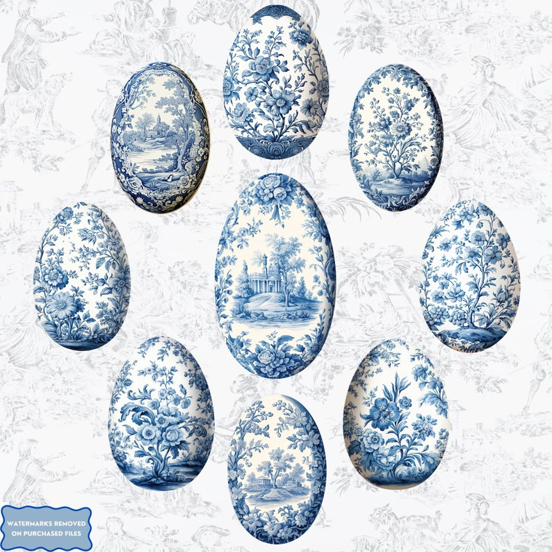 Easter PNG Clipart. Elegant Toile De Jouy Easter Clipart - Ideal for ...