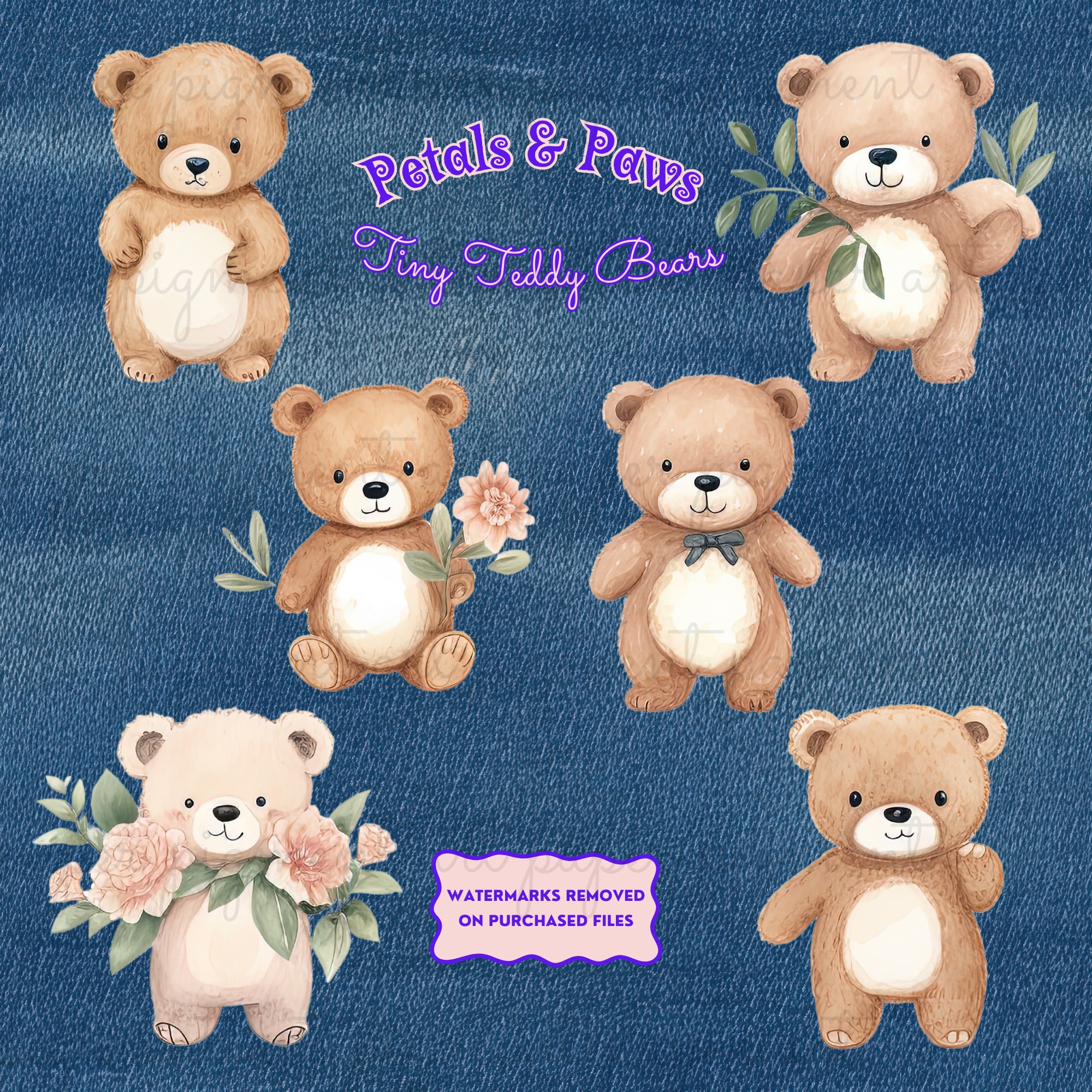Teddy Bear Clipart Set. Adorable Teddy Bear Nursery Decor and Baby ...