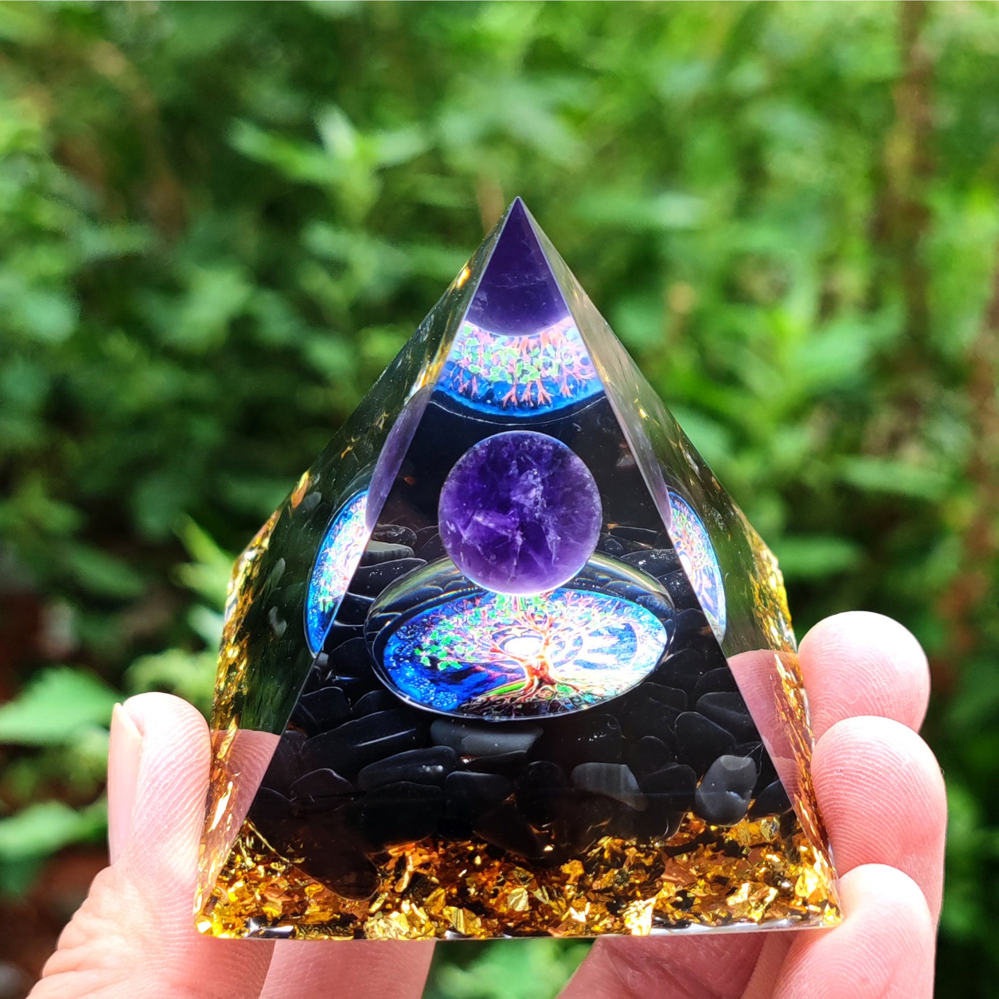 Obsidian Orgonite Pyramid, Crystal Pyramid, Healing Crystal, Crystal ...