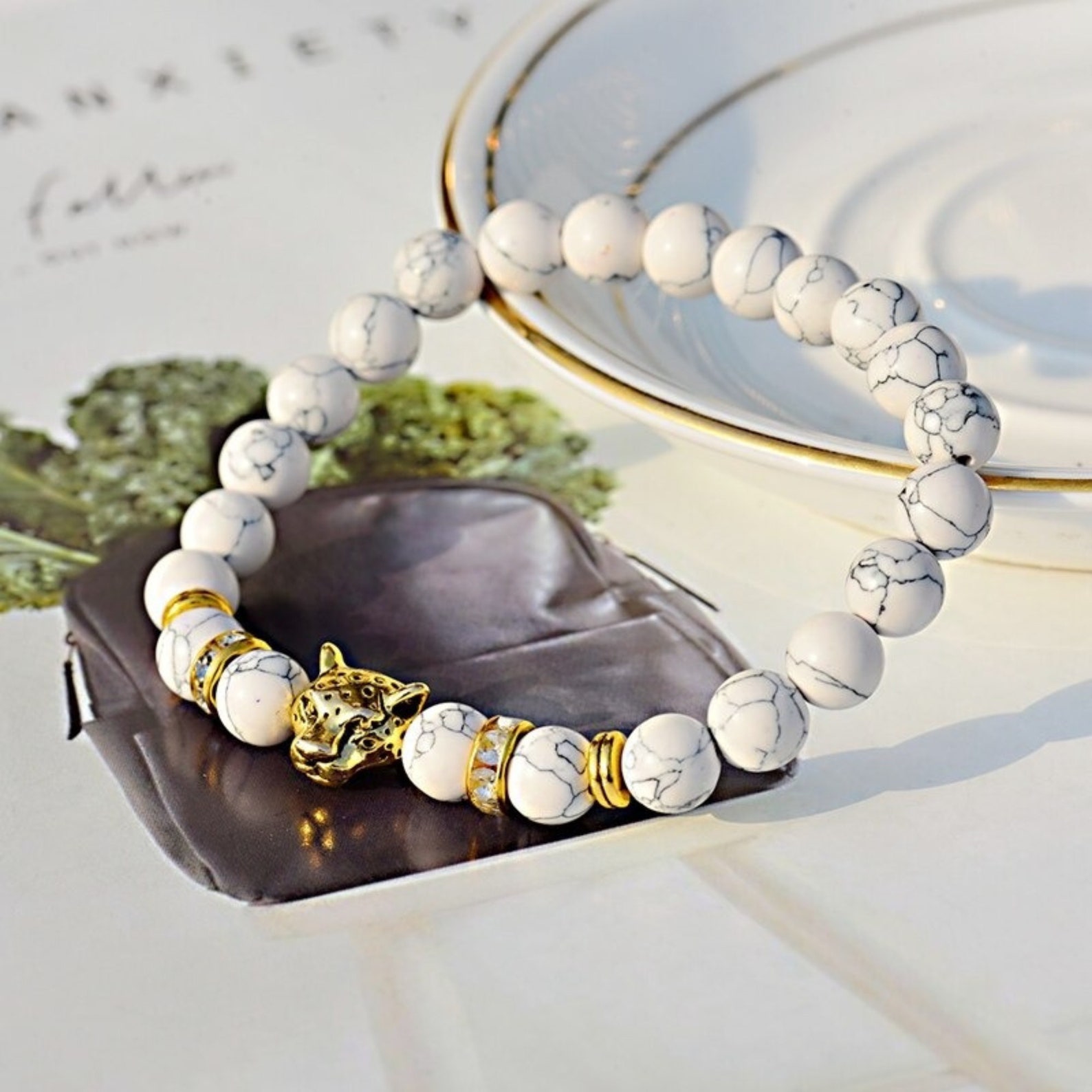 Lava Stone Bracelet 8mm and Leopard Head With Blessings Natural Lava ...
