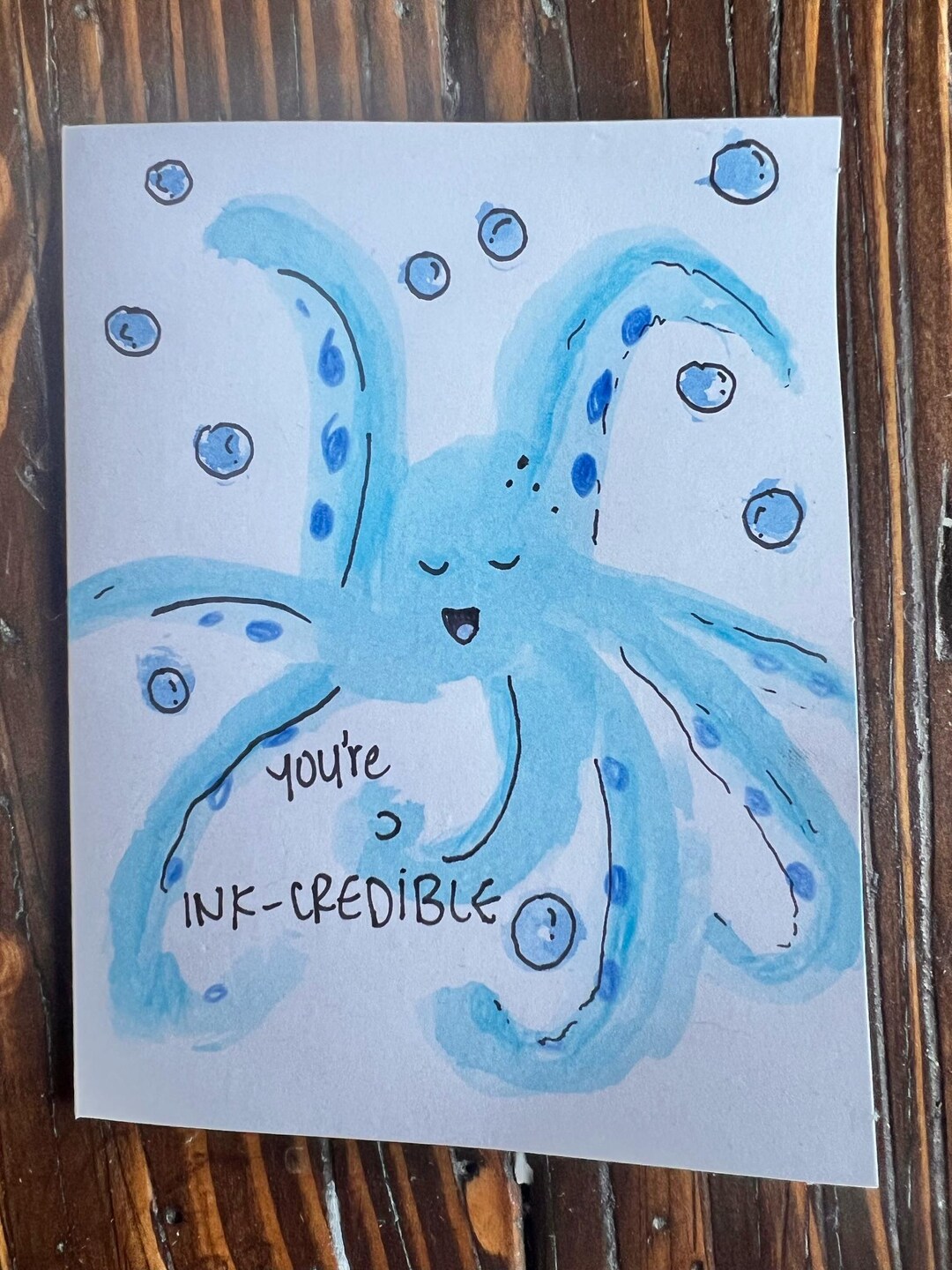 Hand Painted Custom Card - Octopus - Etsy