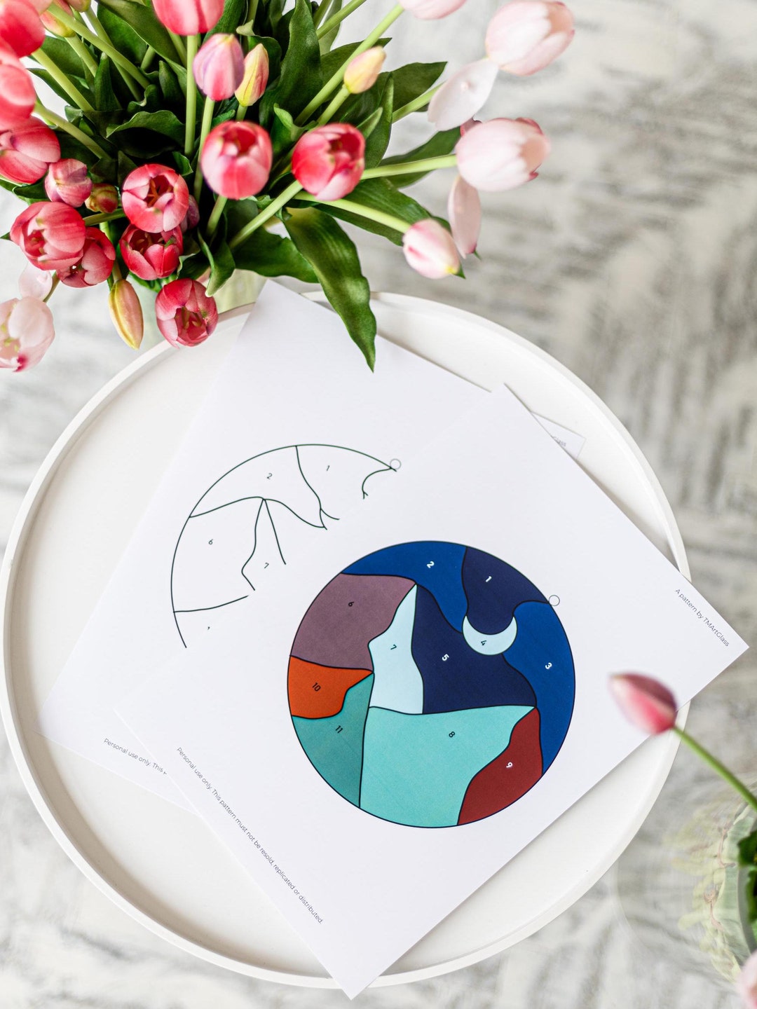 Stained Glass Pattern to Download Panel Suncatcher Picture Night Moon ...