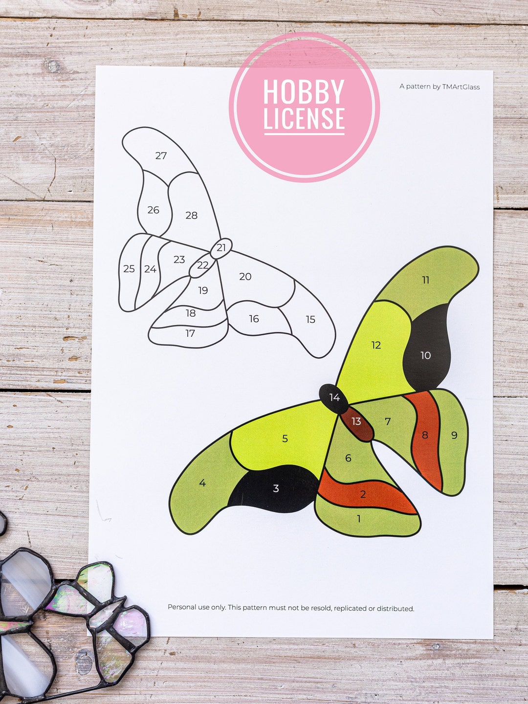 Stained Glass Pattern Butterfly, Digital Download, DIY Glass Suncatcher ...