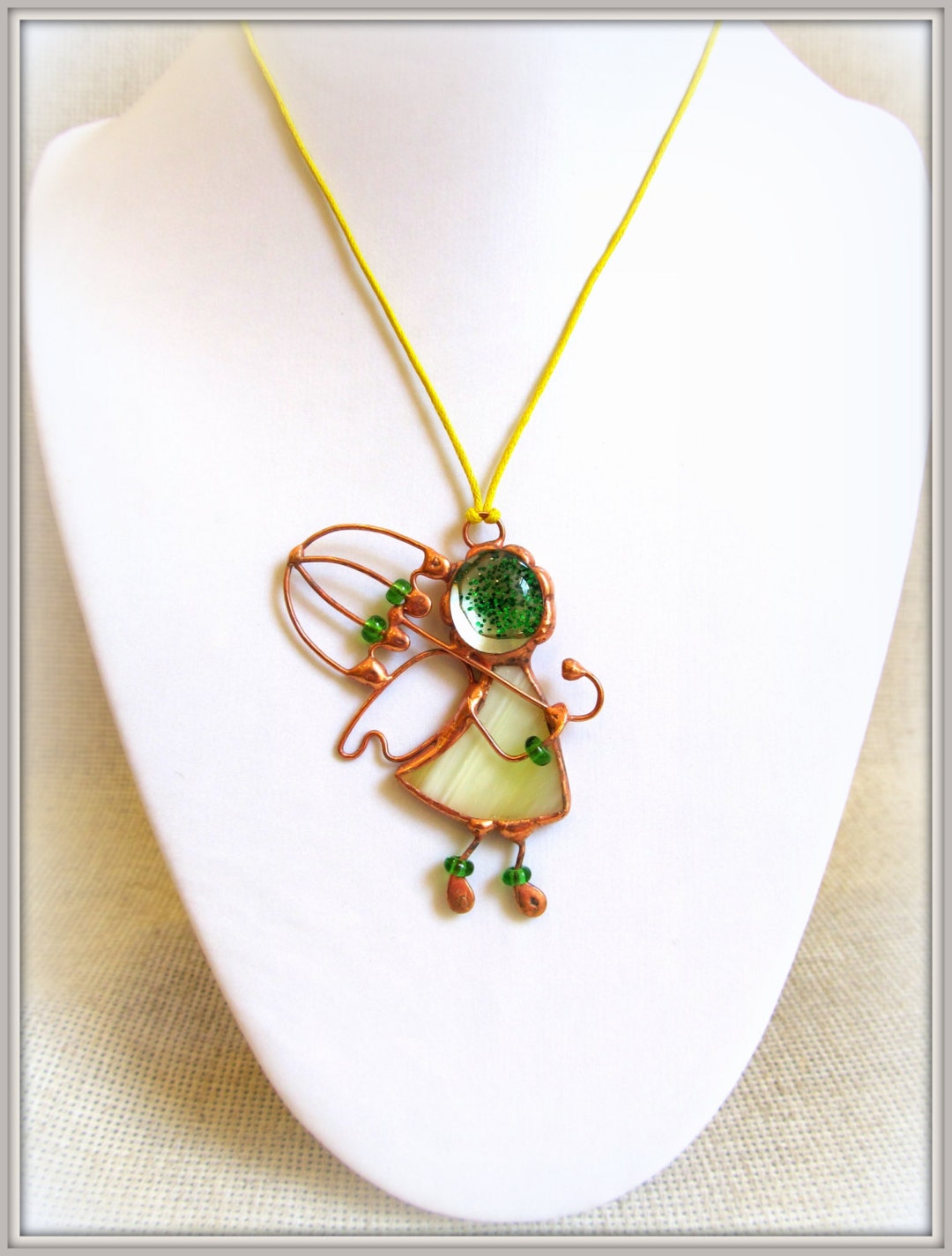 Gelber Engel Buntglas Anhänger Engel Tiffany Halskette - Etsy.de