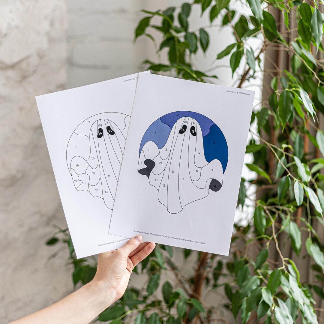 Stained Glass Pattern Ghost, Digital Download DIY Halloween Suncatcher ...