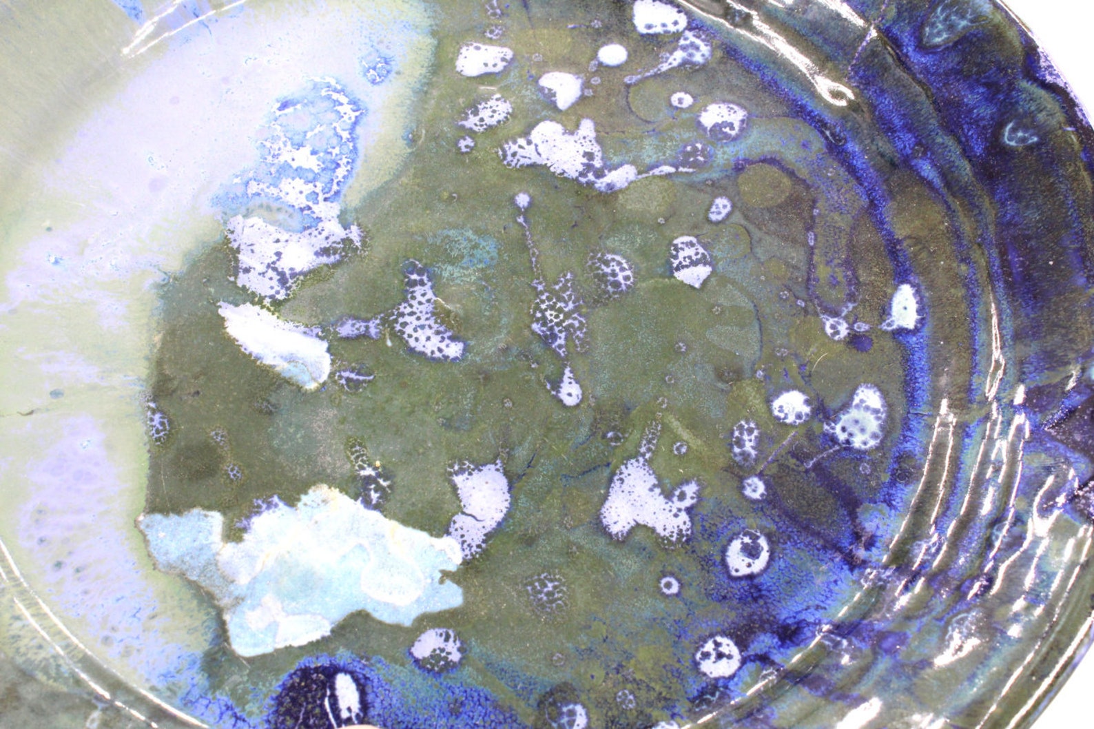 Glazed Blue Plate Psychedelic Studio Pottery Signed by Potter See Video ...