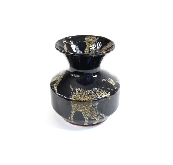 Unique Cheetah Effect Glazed Flower Pot Wild Cat Black Vase | Etsy