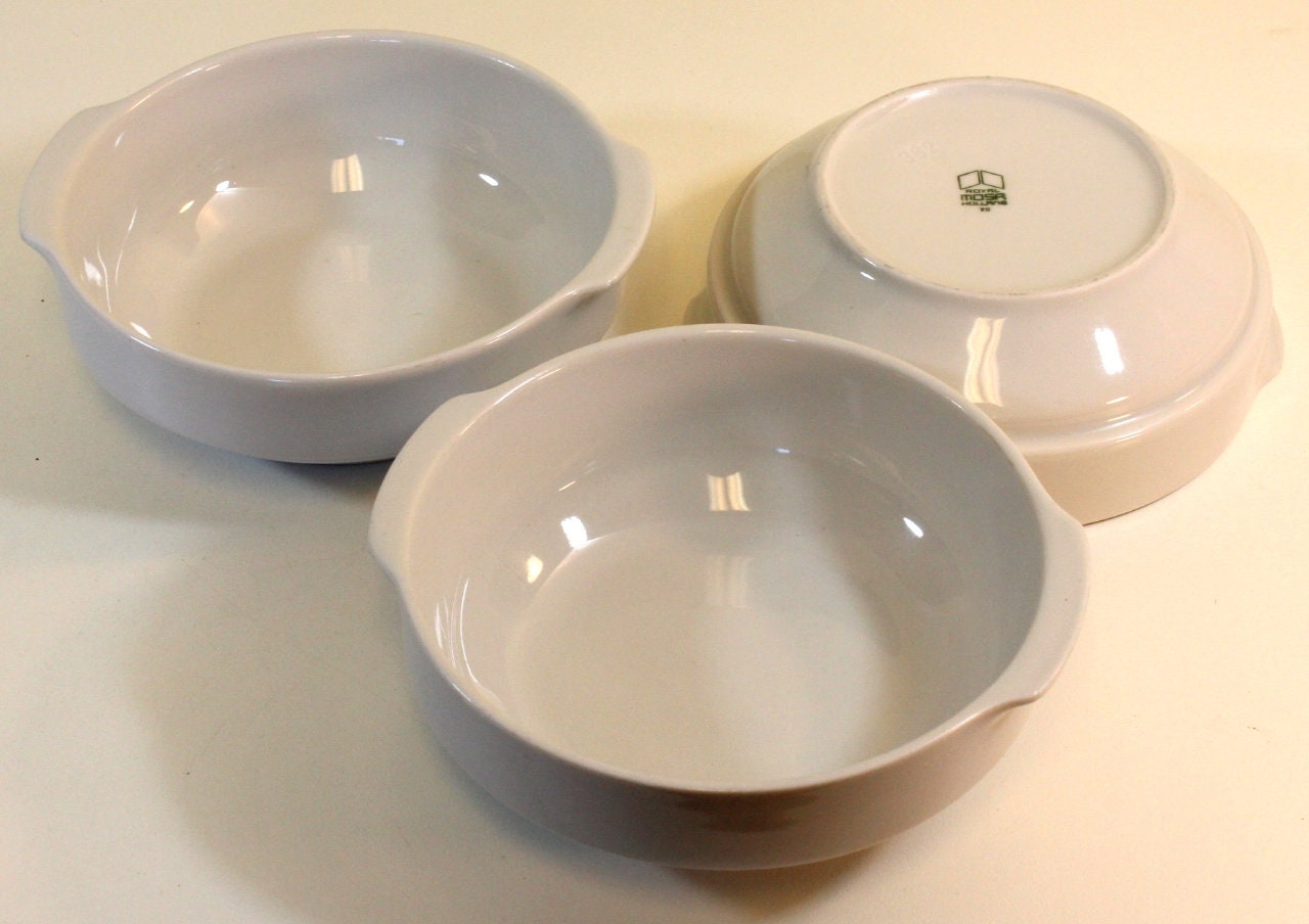 Royal Mosa Holland Baking Dishes 3 Wing Handle Porcelain Bowls | Etsy
