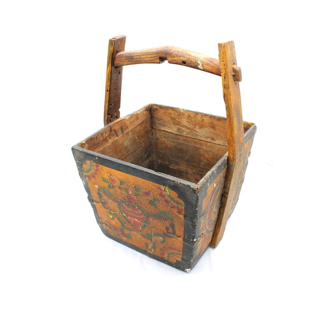 Antique Embellished Rice Bucket Rural Chinese Field Tool with | Etsy