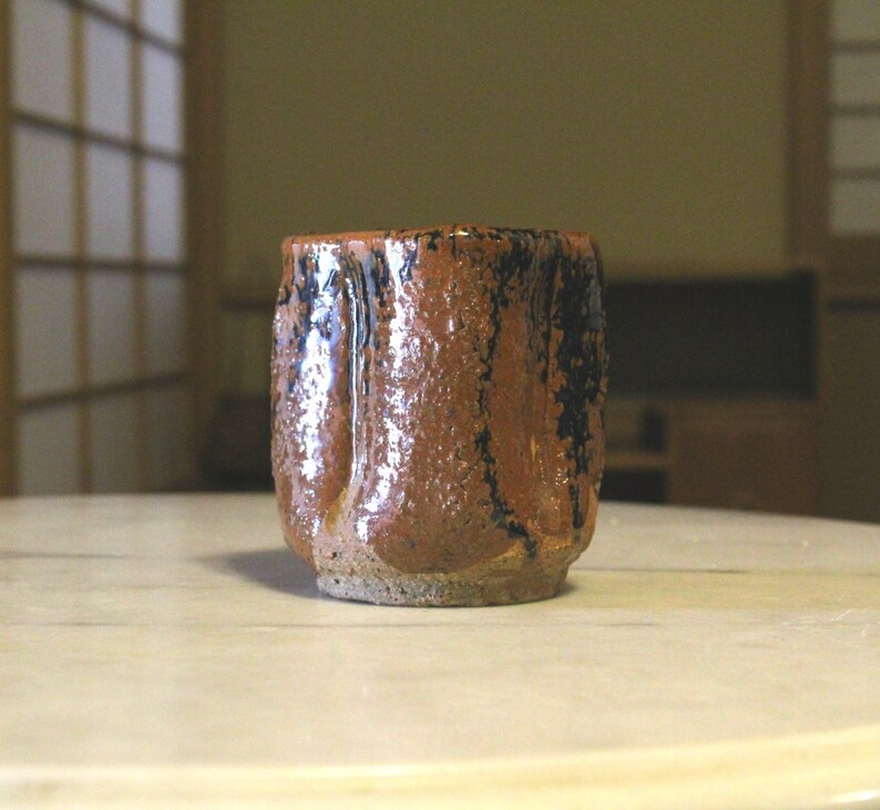 Heavy Grog Fired Clay Cup Thrown and Altered Oxide and Tenmoku | Etsy