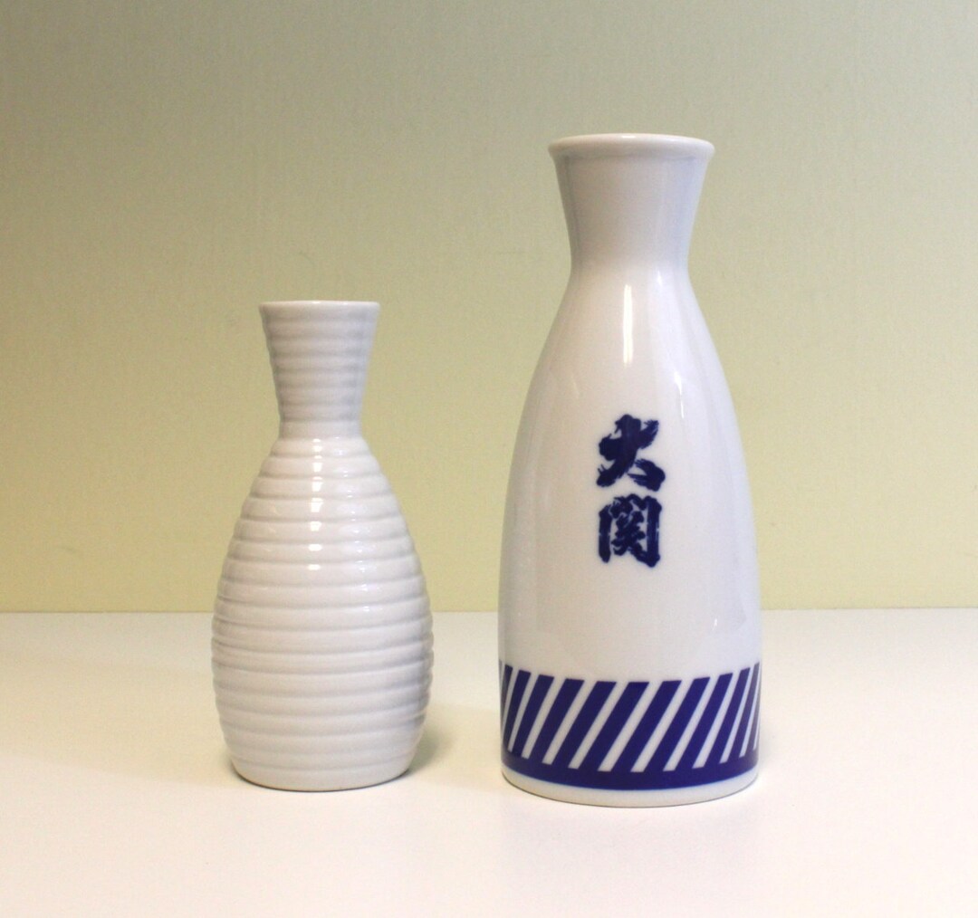 Sake Pitcher Odd Pair One Petite Ringed Example and One Larger Than ...