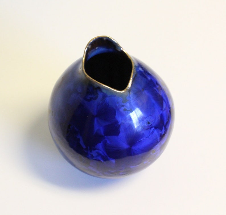 Vivid Crystalline Glazed Vase Blue Body Studio Pottery Very | Etsy