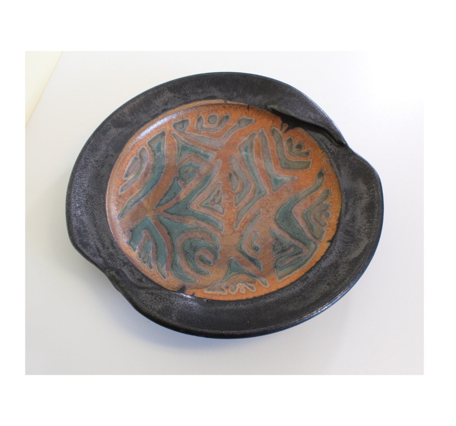 Jordan Studio Pottery Plate Art Ceramic in Luster Black Green | Etsy