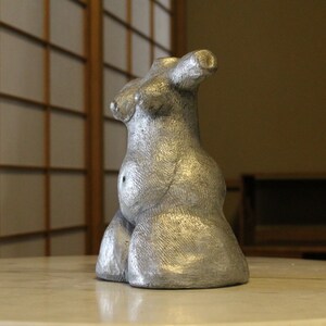 Female Torso Sculpture Hand Formed Clay Textured and Painted Signed and ...