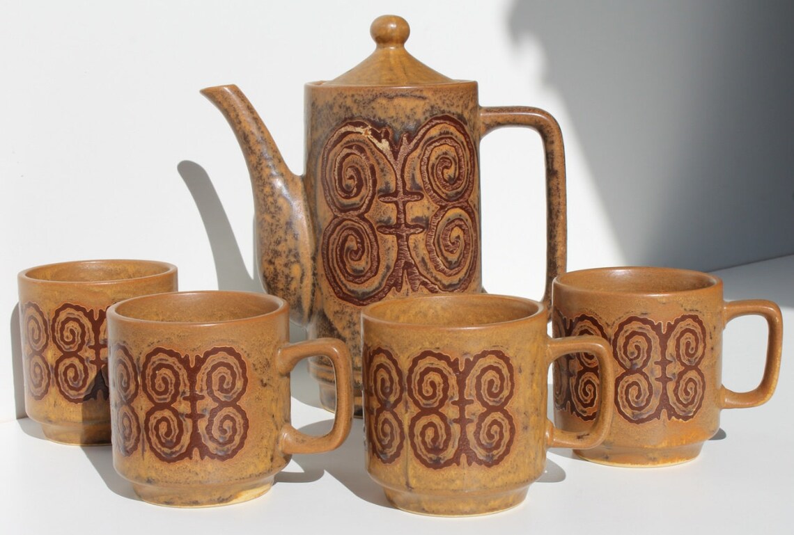 Japanese Ceramic Coffee Pot and Cups Stylish 70's | Etsy