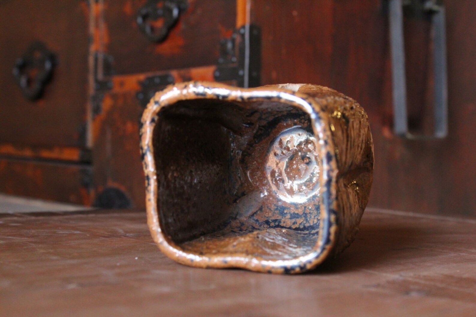 Heavy Grog Fired Clay Cup Thrown and Altered Oxide and Tenmoku | Etsy