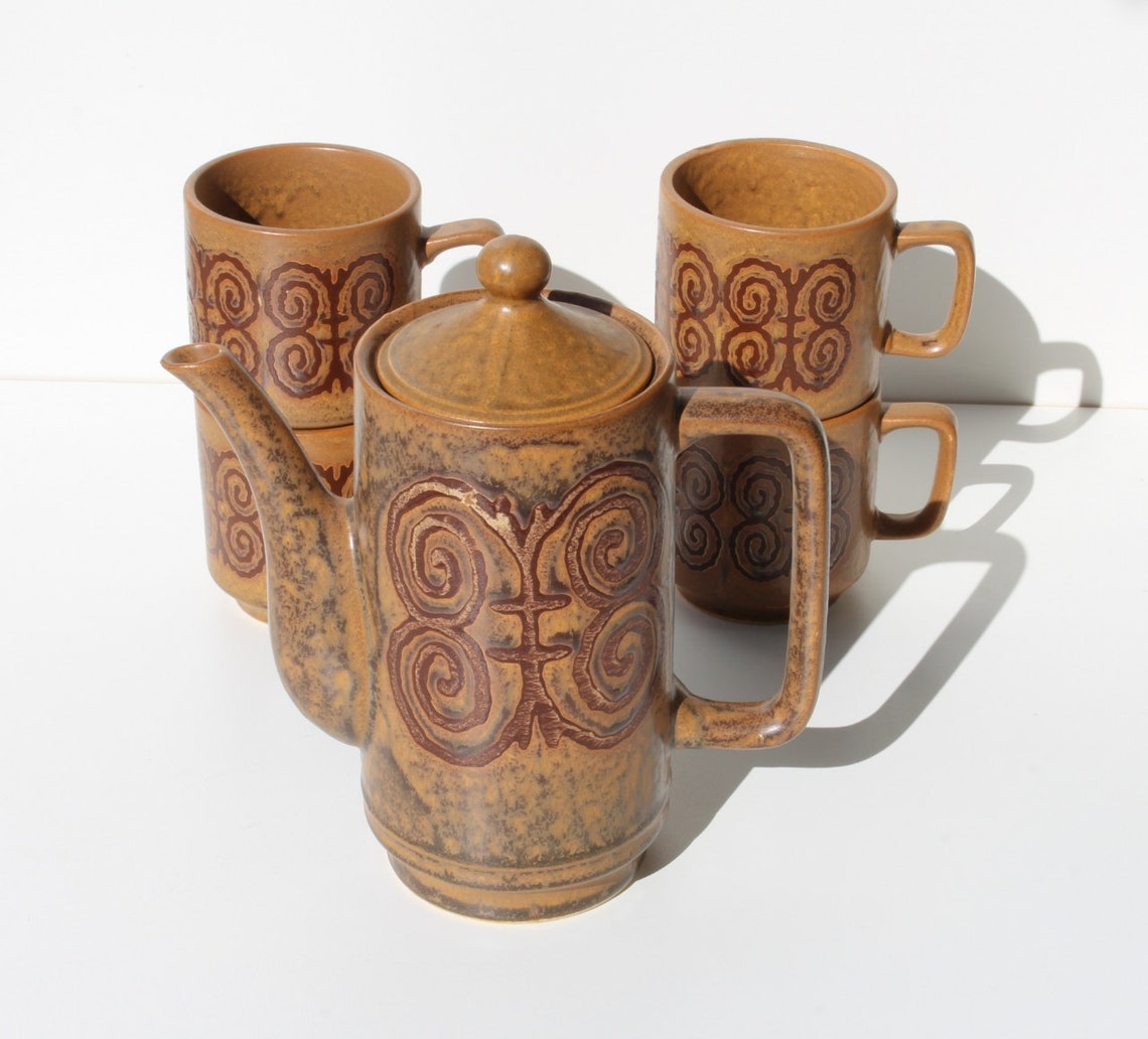 Japanese Ceramic Coffee Pot and Cups Stylish 70's | Etsy