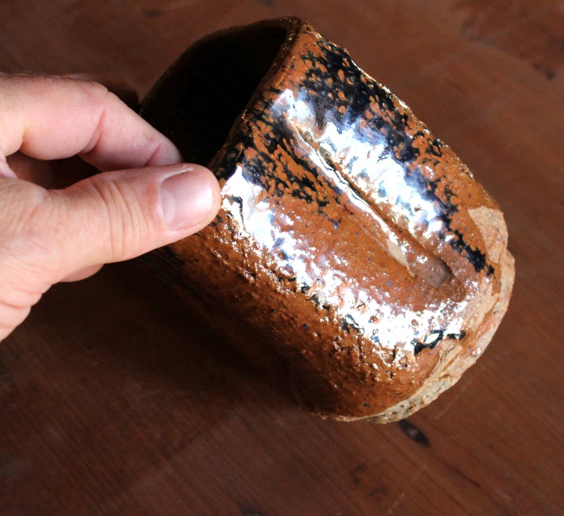 Heavy Grog Fired Clay Cup Thrown and Altered Oxide and Tenmoku - Etsy
