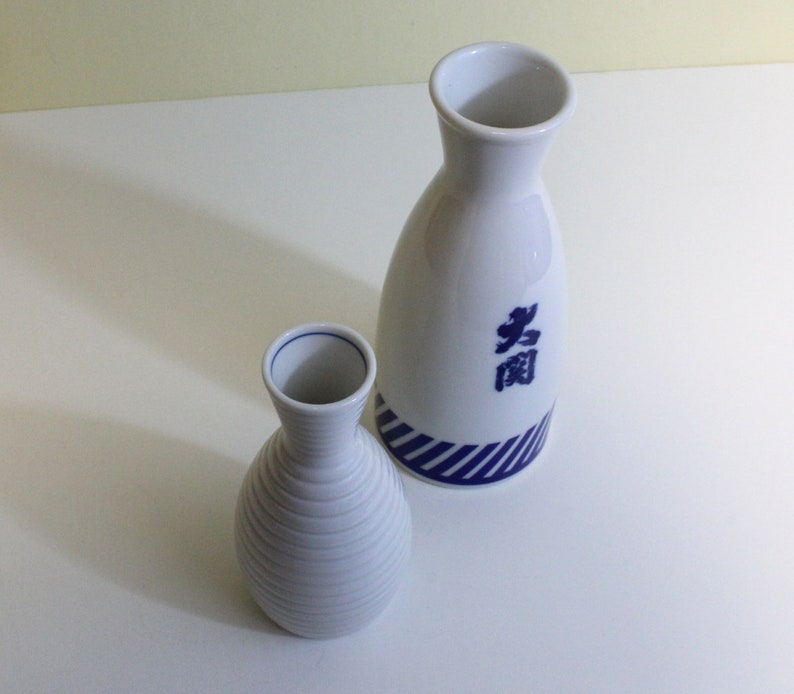Sake Pitcher Odd Pair One Petite Ringed Example and One Larger - Etsy