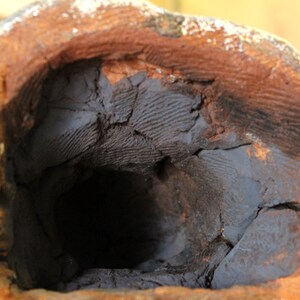 Female Torso Sculpture Hand Formed Clay Textured and Painted Signed and ...