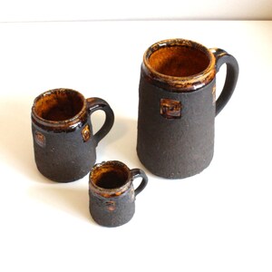 Hegnetslund Keramik Danmark Denmark Stoneware Mug Trio Steins in Three Sizes Distinctive Black ...