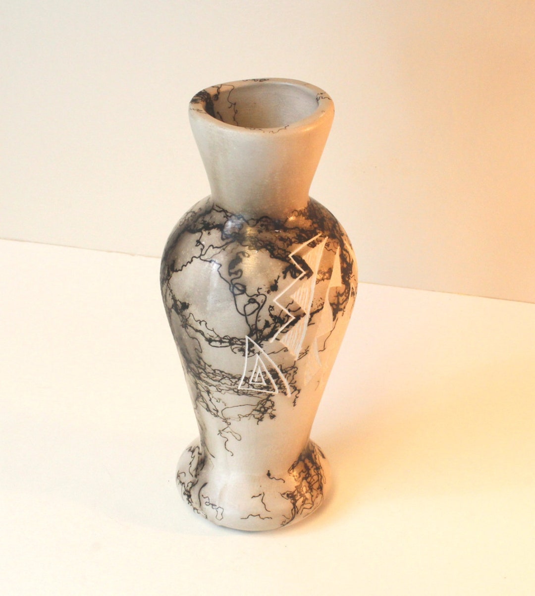 Roadside Pottery Vase Hydro Dipped and Incised Patterns Signed on ...
