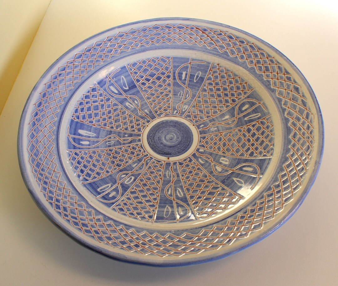 Brilliant Incised Geometric Plate Italian Hand Painted Ceramic Italy ...