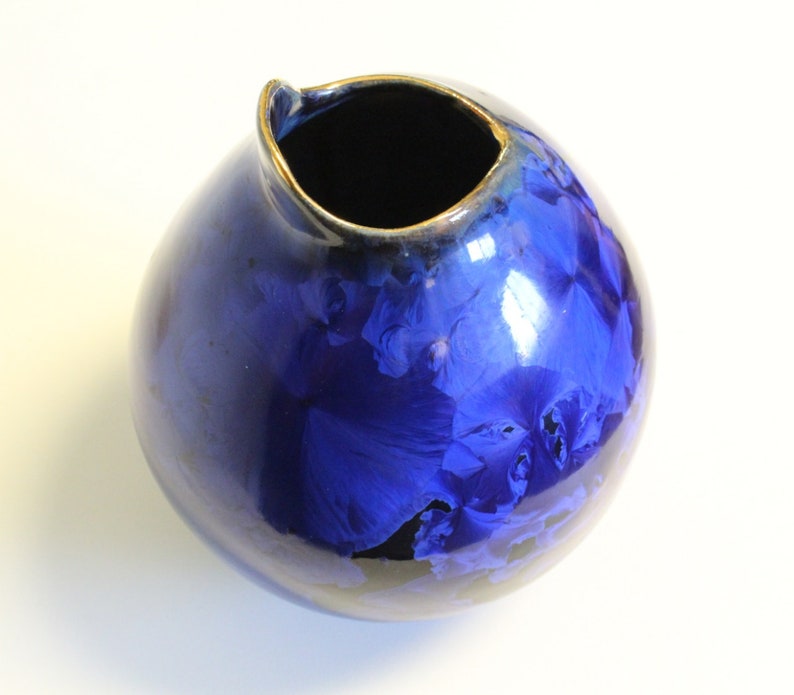 Vivid Crystalline Glazed Vase Blue Body Studio Pottery Very | Etsy