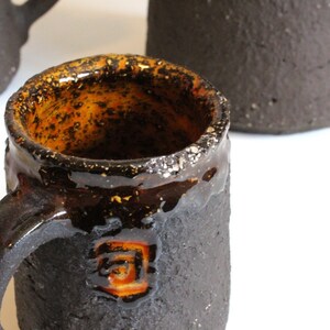 Hegnetslund Keramik Danmark Denmark Stoneware Mug Trio Steins in Three Sizes Distinctive Black ...