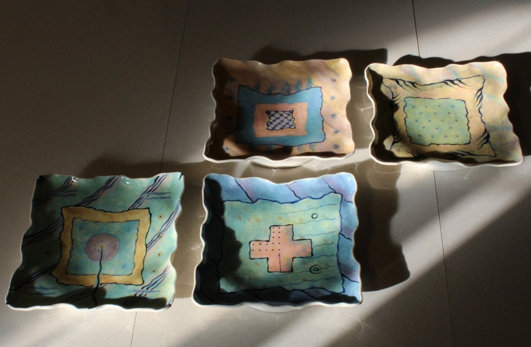 John Staple 10" Ceramic Art Plates Modernist Abstract Studio Pottery ...