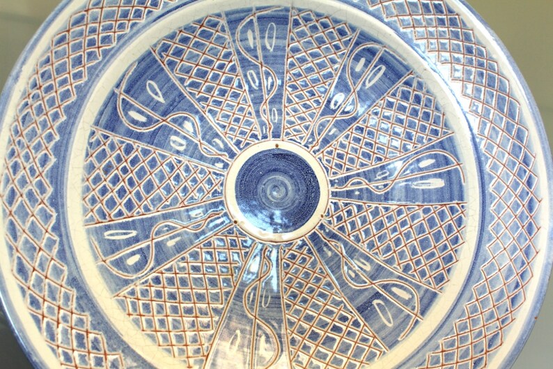 Brilliant Incised Geometric Plate Italian Hand Painted Ceramic - Etsy