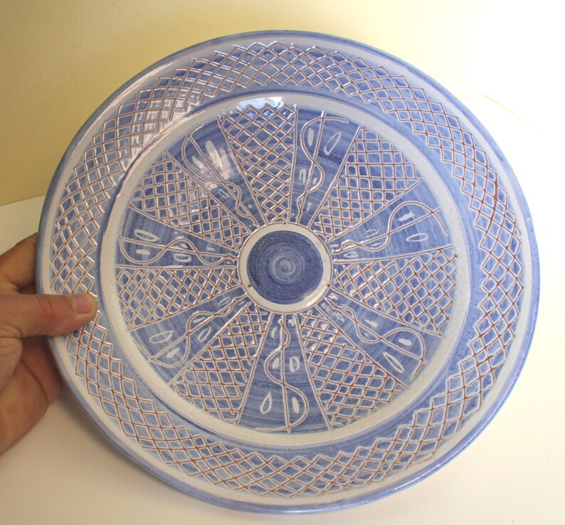 Brilliant Incised Geometric Plate Italian Hand Painted Ceramic - Etsy