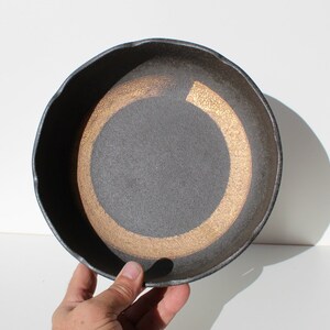 Bruno Kark Studio Pottery Bowl Crinkle Black and Copper With Petal Lobe ...