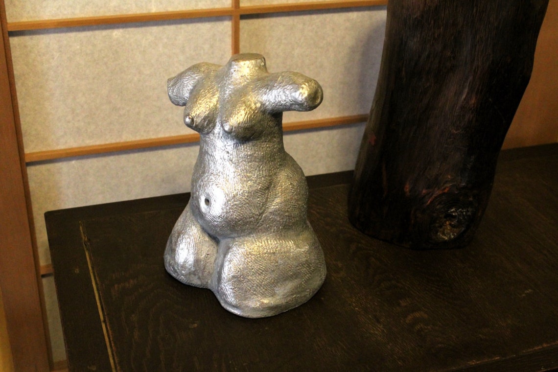 Female Torso Sculpture Hand Formed Clay Textured and Painted | Etsy